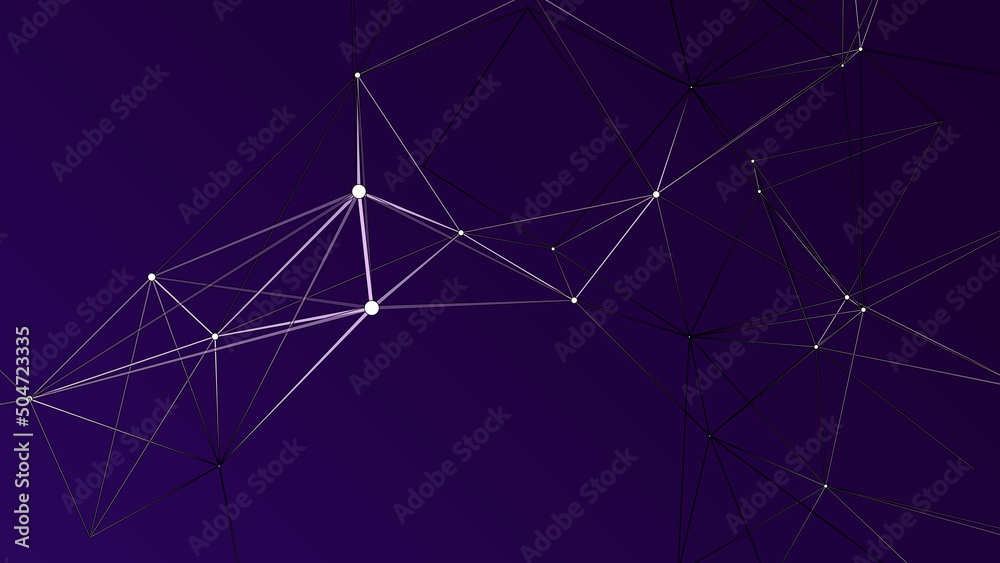 Distribution of triangular figures in space. 3d illustration of a ...