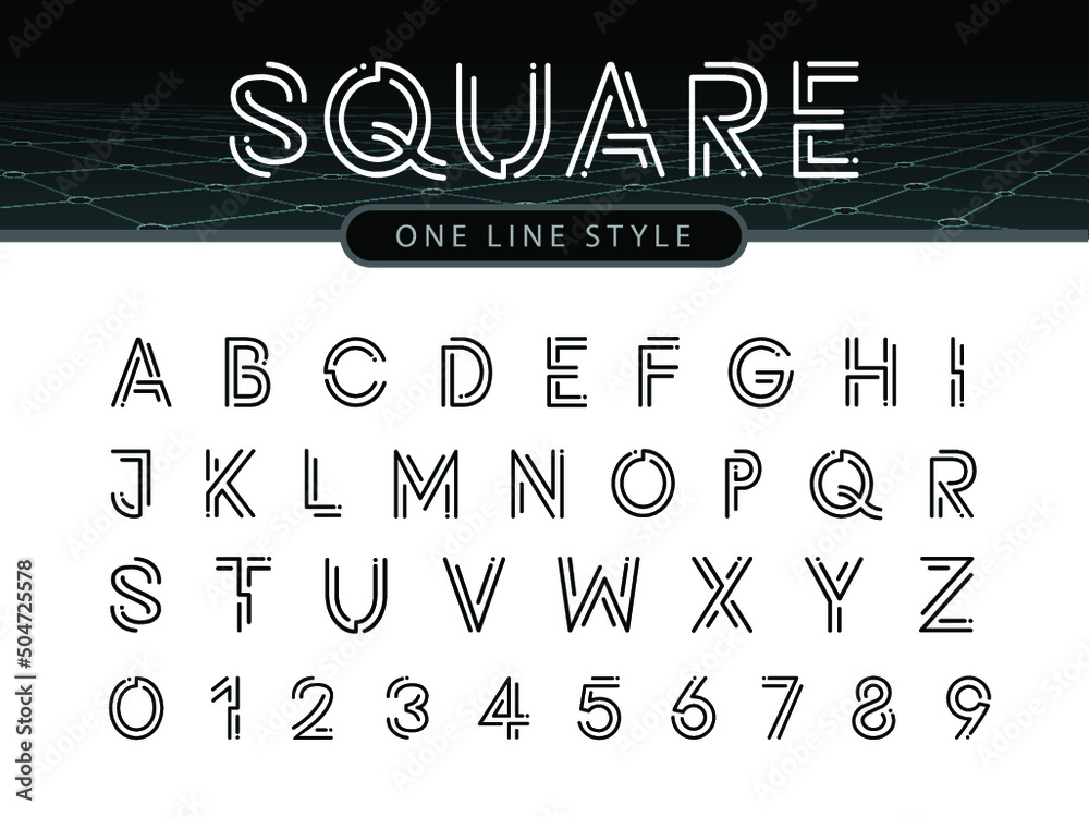 SQUARE Double line monogram alphabet and tech fonts. Lines font regular ...