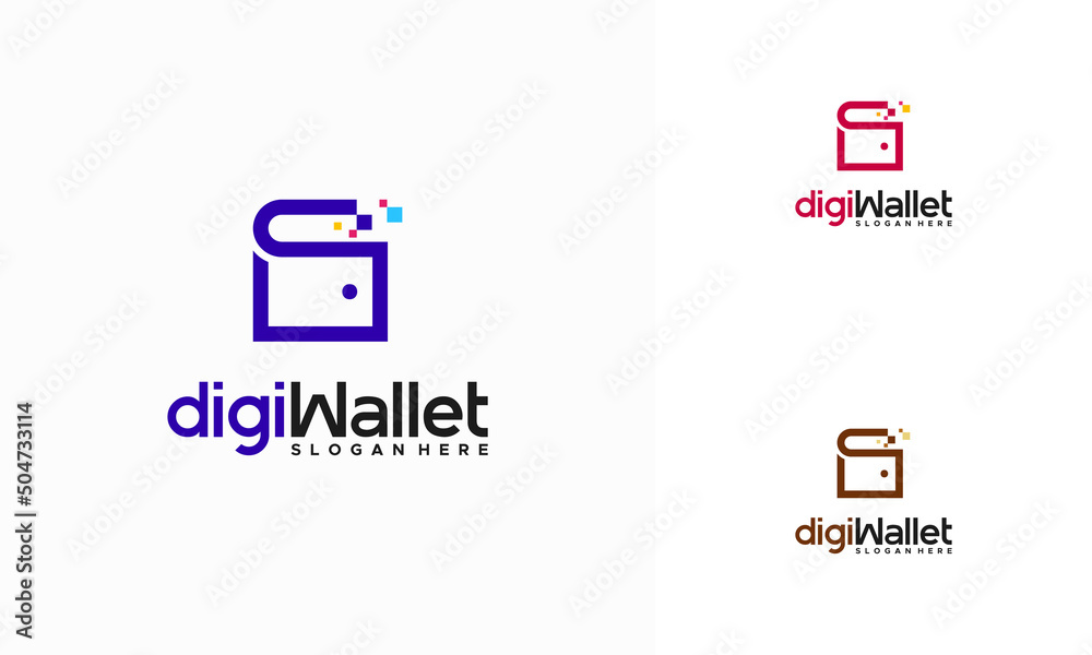 Digital Wallet logo designs concept vector, Pixel Money Logo template ...