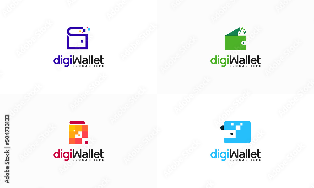 Set of Digital Wallet logo designs concept vector, Pixel Money Logo ...