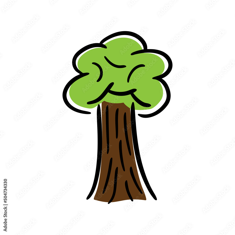 Cartoon tree. Oack tree. Vector illustration isolated on a white ...
