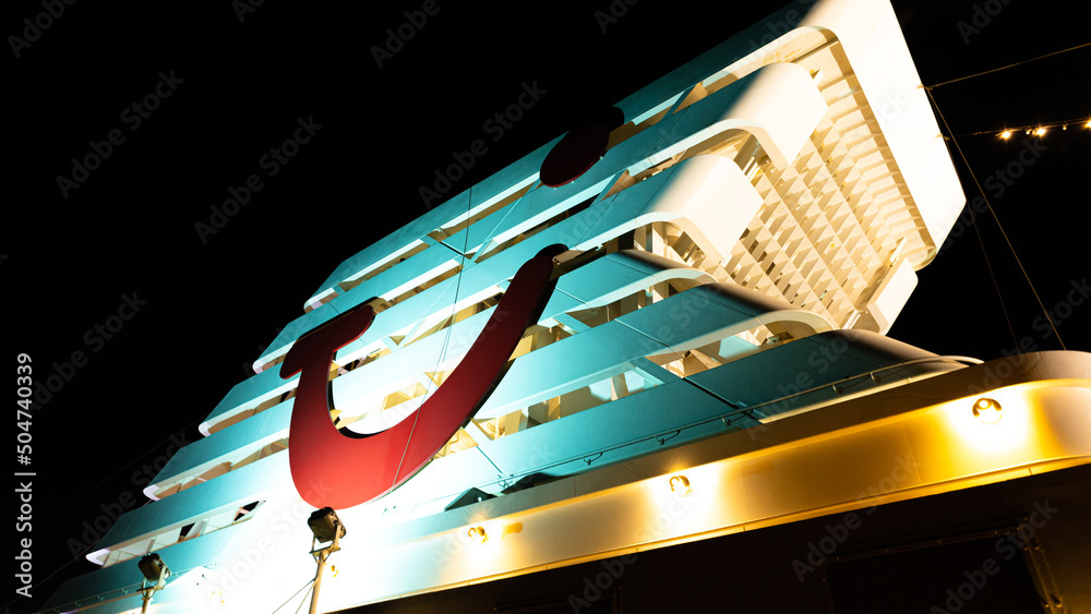 Logo of the cruise ship "Mein Schiff Herz" of the shipping company "TUI ...