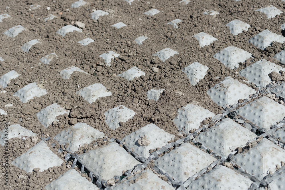 articulated concrete mat - erosion control - concrete carpet - Stock ...
