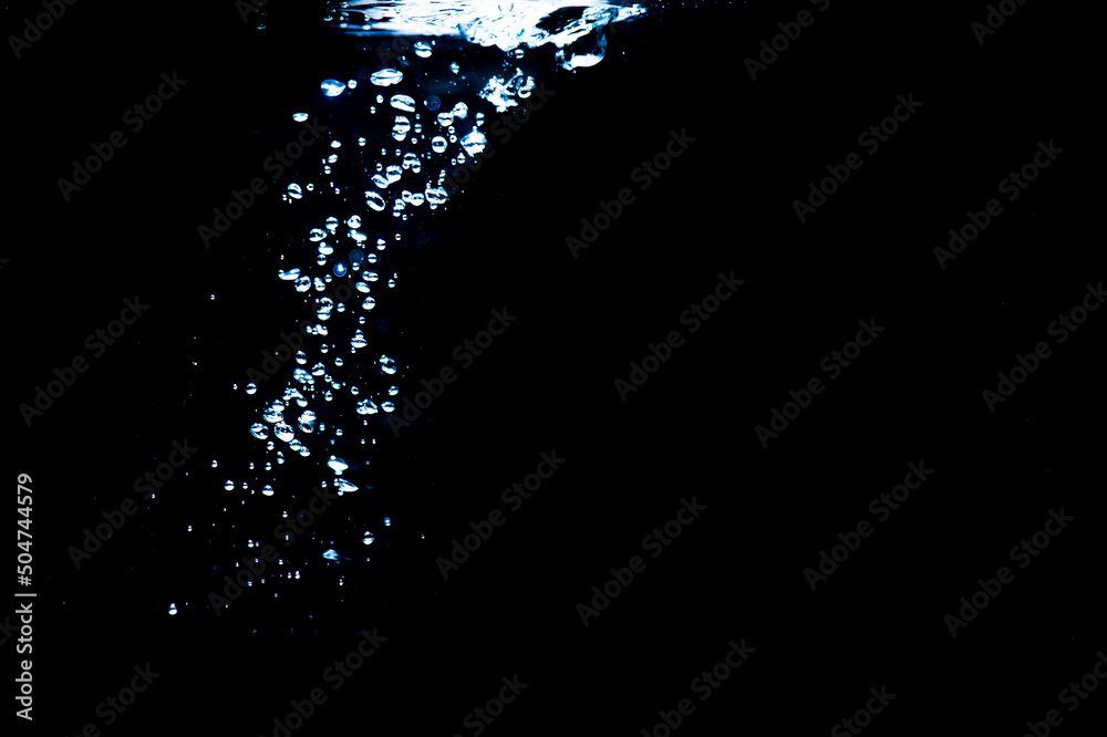 Water bubbles isolated on black background, close up view. Rippling ...