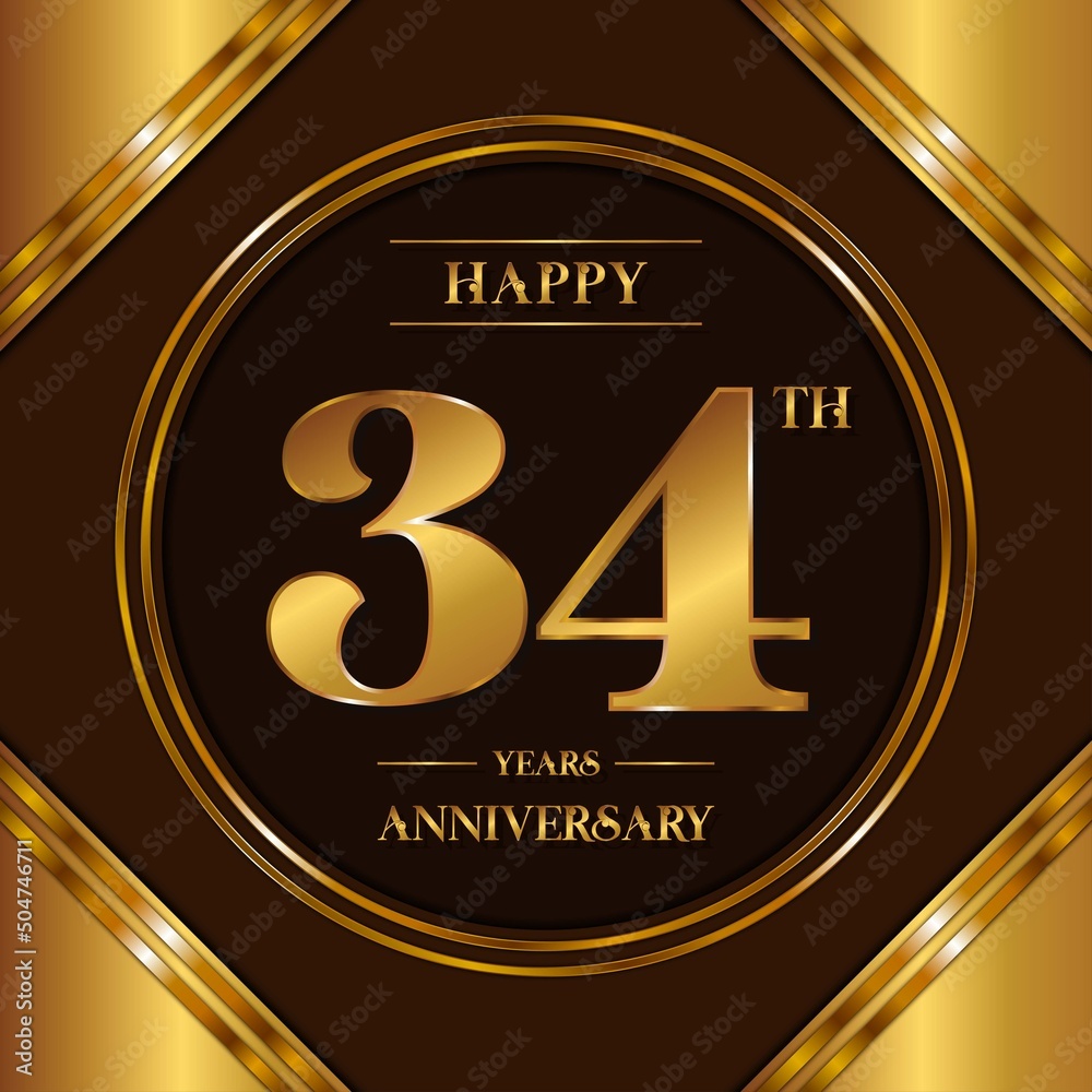 34 Years Anniversary logotype. Anniversary celebration template design ...