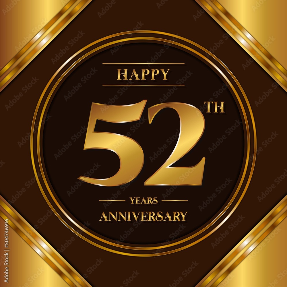 52 Years Anniversary logotype. Anniversary celebration template design ...