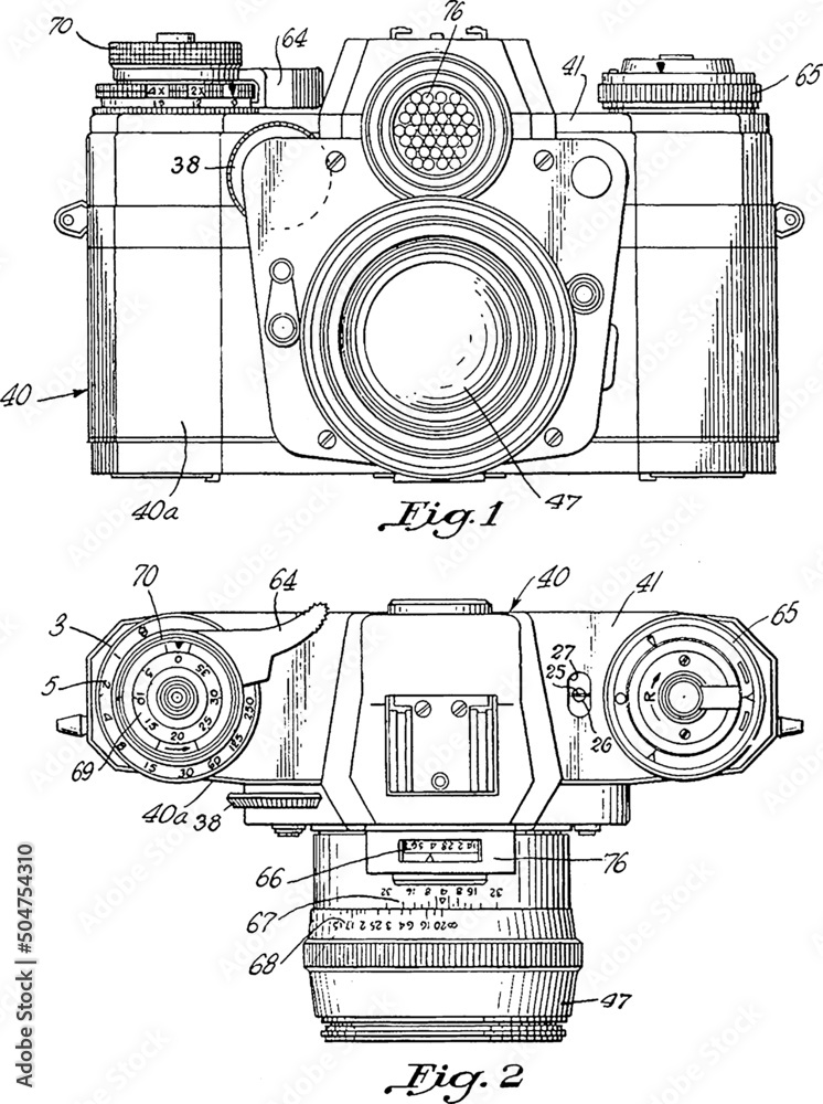 vintage camera diagram with a transparent background Stock Illustration ...