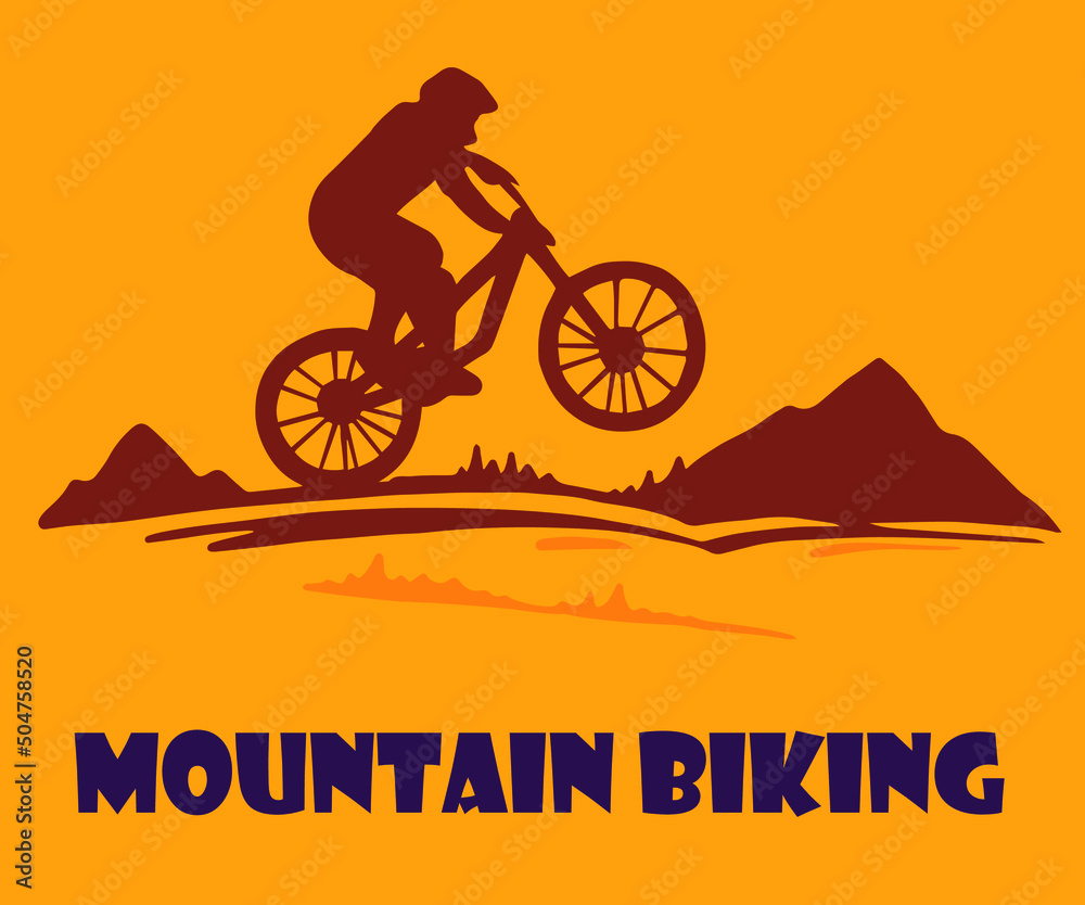 Mountain biking. Silhouette. Vector graphics. Sunset. Stock Vector ...