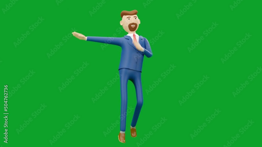 3D render cartoon office worker animation dance gestures or emotions ...