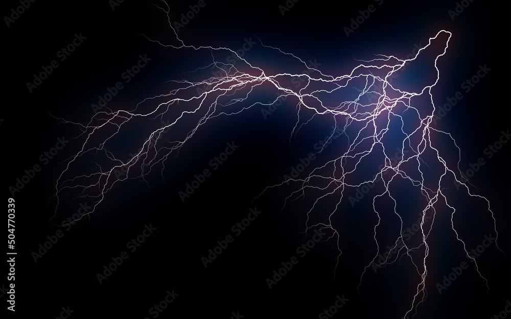Massive lightning bolt with branches isolated on black background ... Massive lightning bolt with branches isolated on black background ...