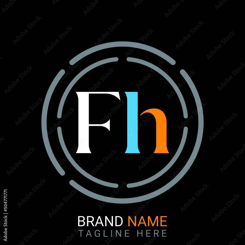 Fh Letter Logo design. white background. Stock Vector | Adobe Stock