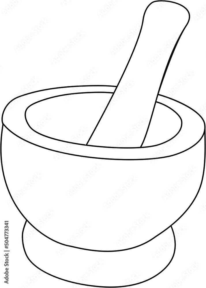 pestle and mortar isolated vector illustration hand drawing sketch Stock Vector | Adobe Stock