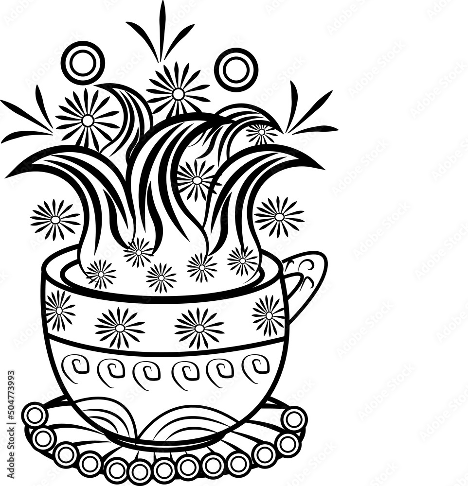 creative art coloring page,vector coloring page,cup coloring page ...