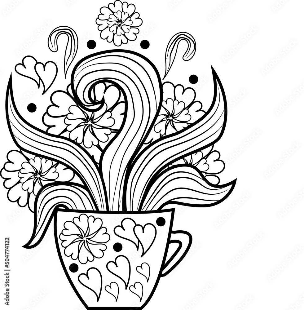 creative art coloring page,vector coloring page,cup coloring page ...