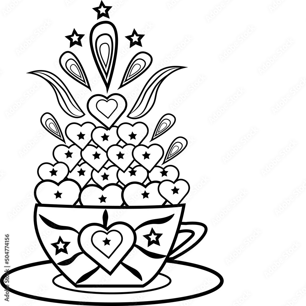 creative art coloring page,vector coloring page,cup coloring page ...