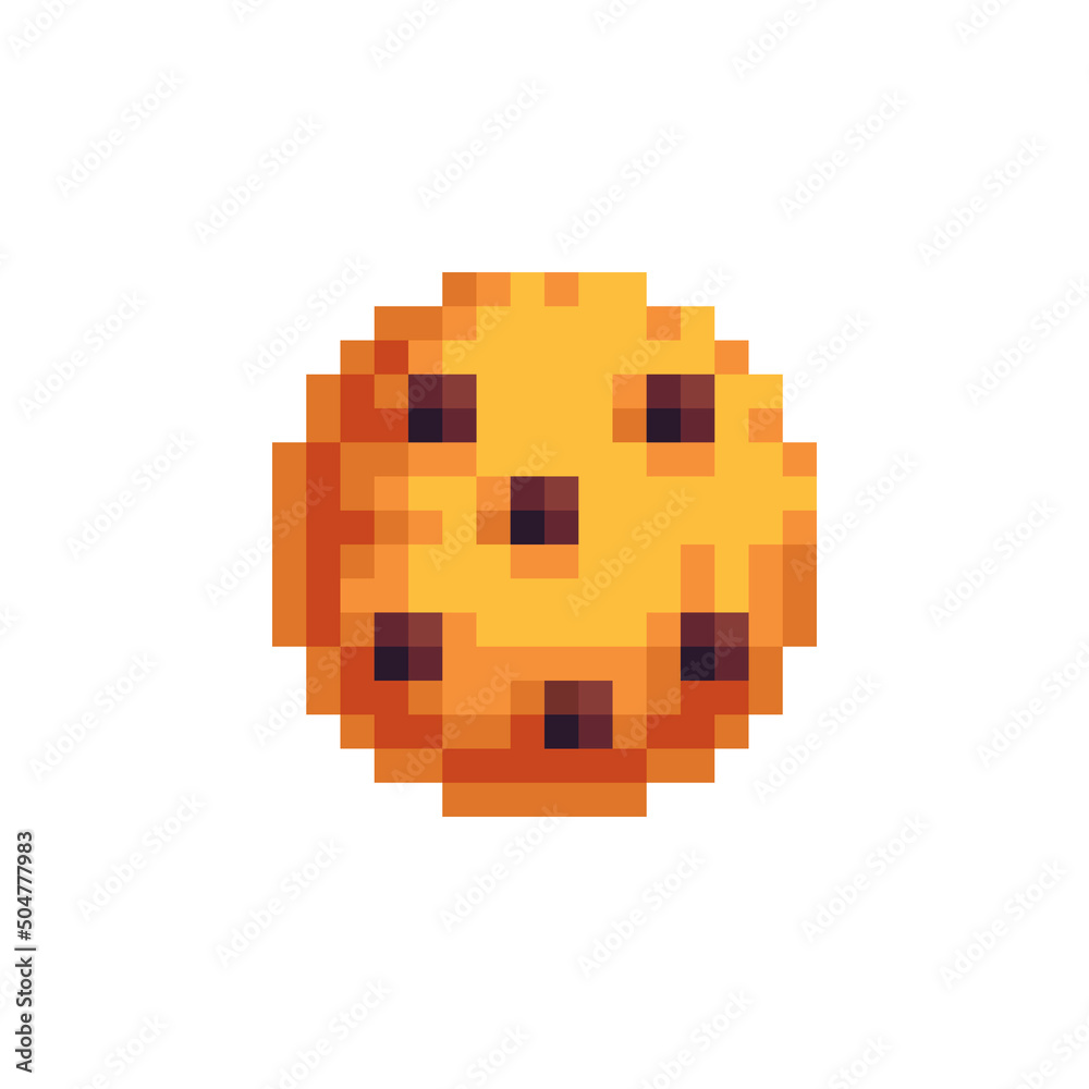 Chocolate Chip Cookie pixel art icon isolated vector illustration 8-bit ...