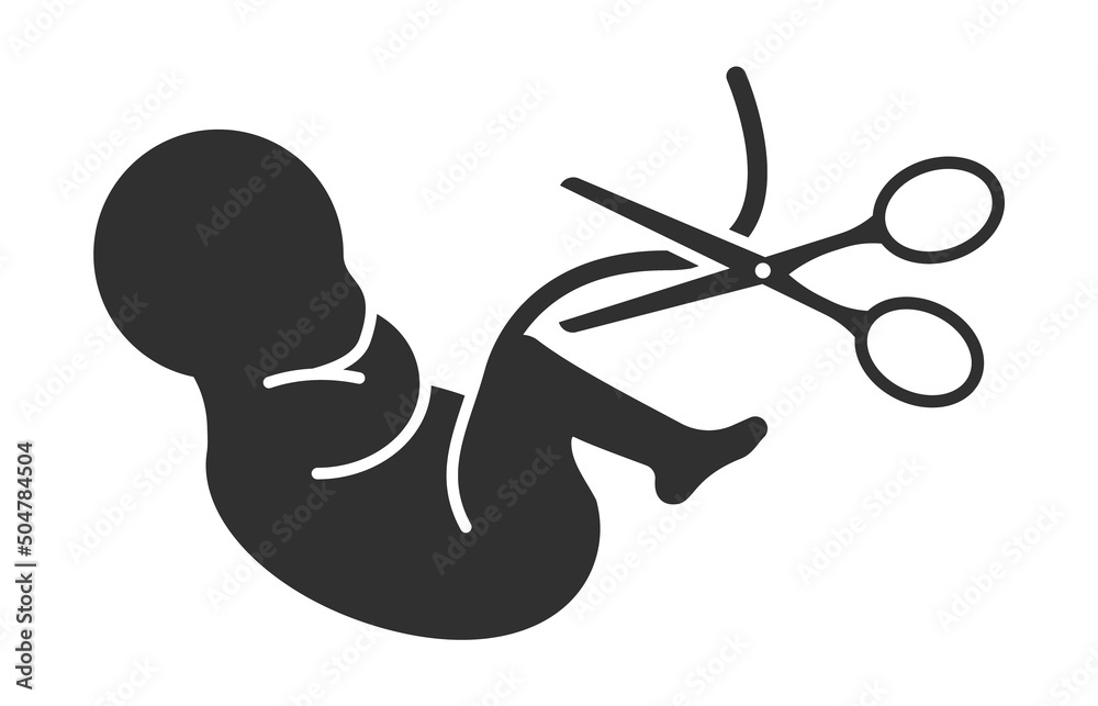 Fetus icon. Prenatal human child with placenta symbol. Embryo sign ...