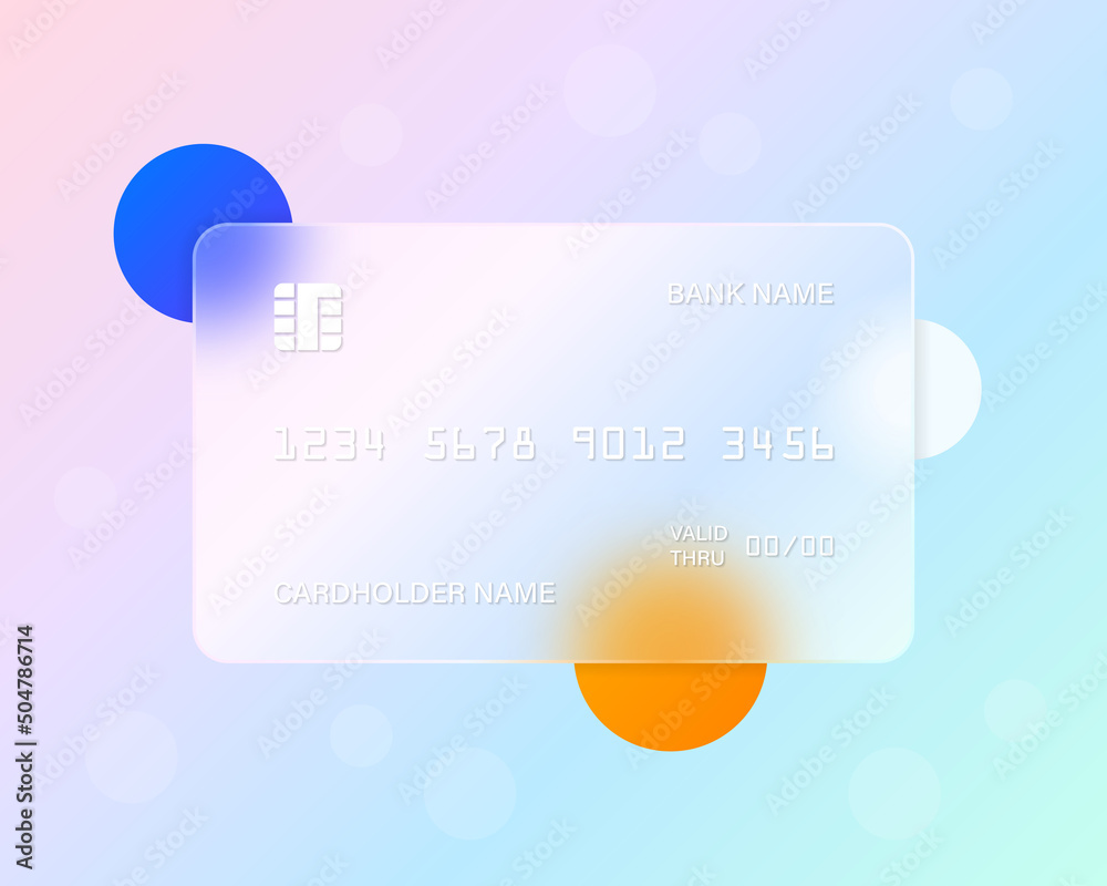 Credit card in Glassmorphism style. Cashless payment concept. Realistic ...