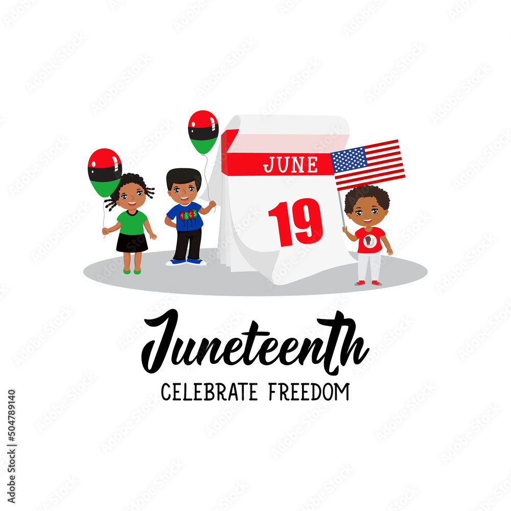 Juneteenth card. Vector holidays illustrations on white background ...