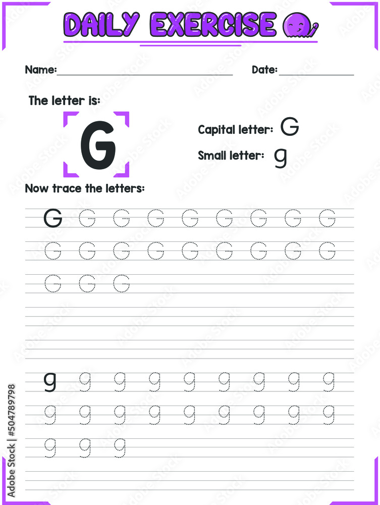 Alphabet Letter Tracing Practice and Handwriting Exercise for Kids in ...