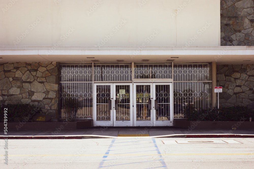Old abandoned building glass storefront Stock Photo | Adobe Stock
