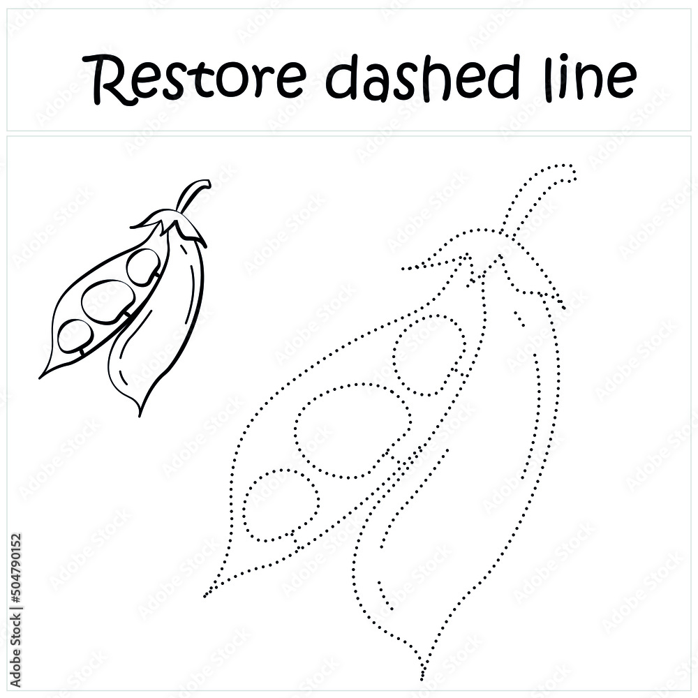 Bean. Repair the dotted line. Handwriting practice. Vegetables in ...