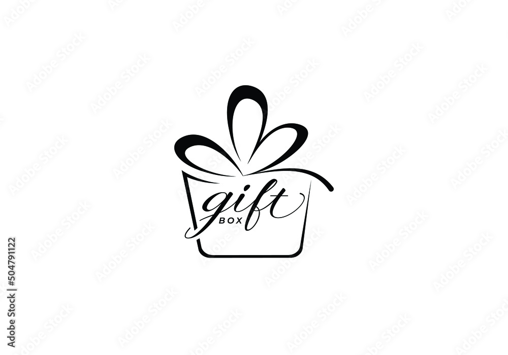 Letter gift box initial handwriting vector logo design, gift logo ...
