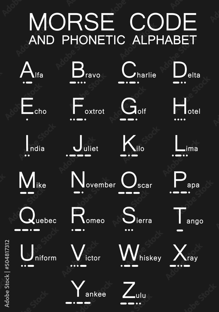 Vetor de Morse Code Alphabet. Designed On Black Background. Vector Illustration. do Stock ...