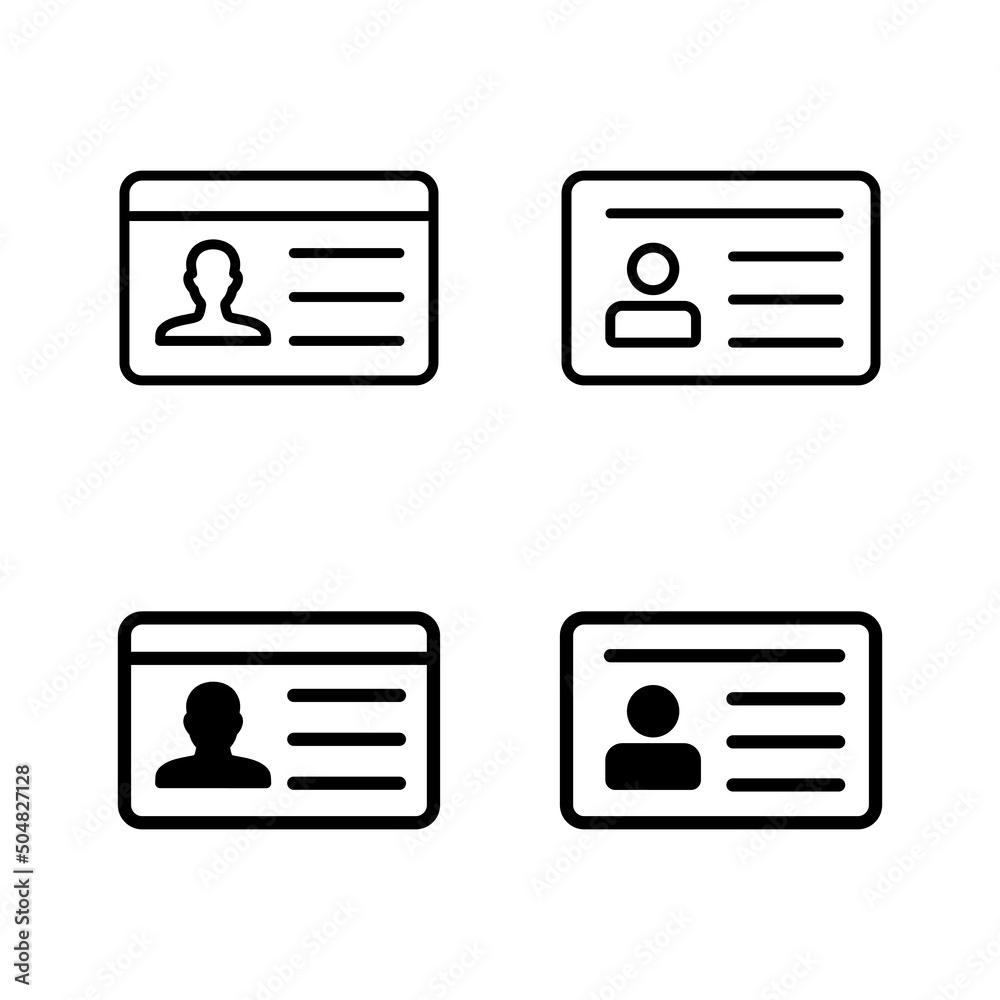 License icons vector. ID card icon. driver license, staff ...