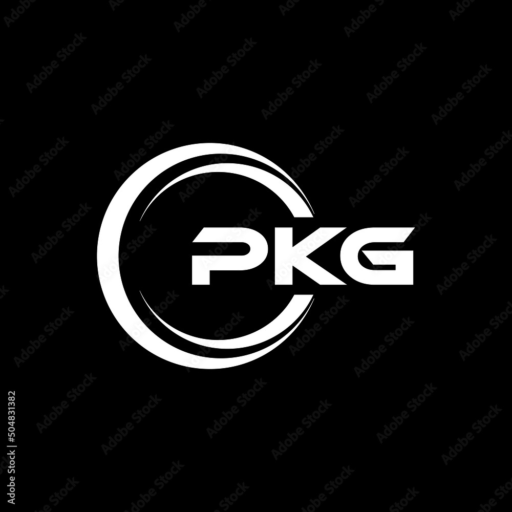 PKG letter logo design with black background in illustrator, vector ...