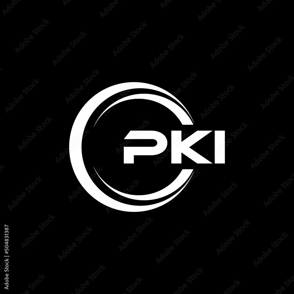 PKI letter logo design with black background in illustrator, vector ...