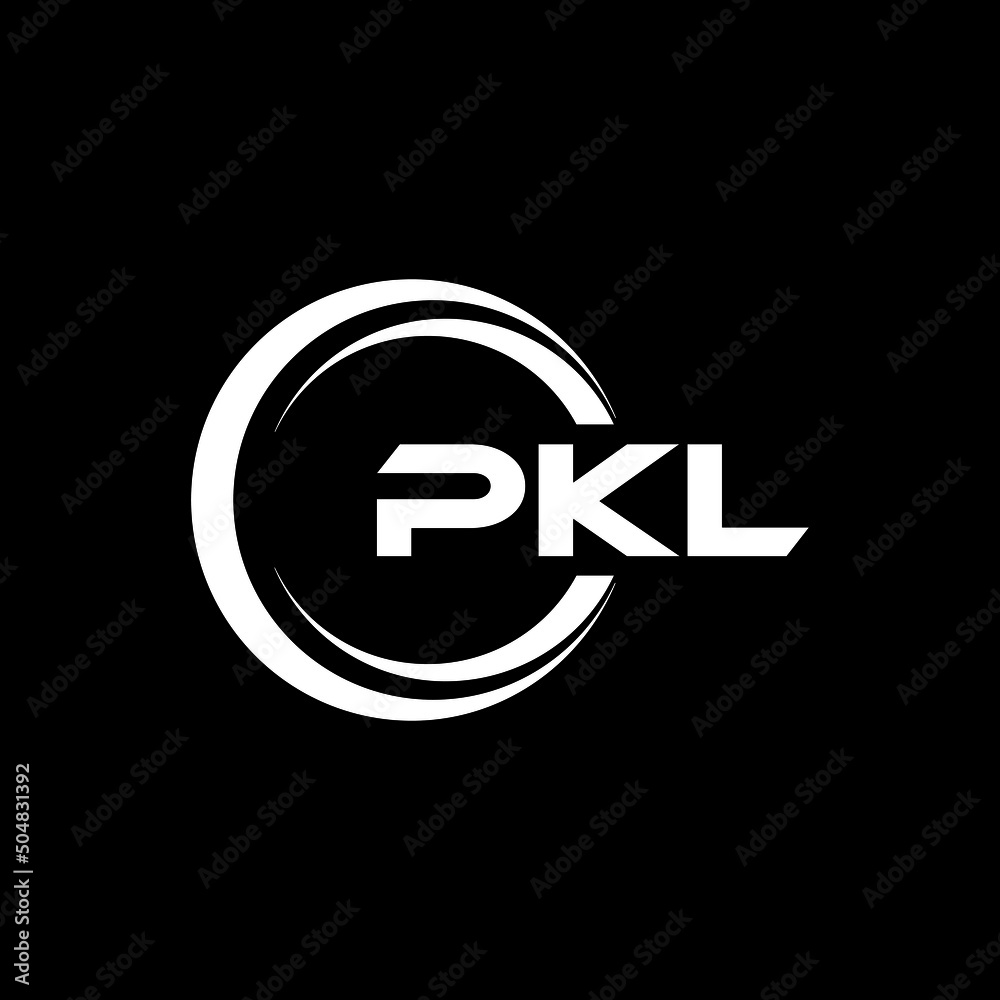 PKL letter logo design with black background in illustrator, vector ...