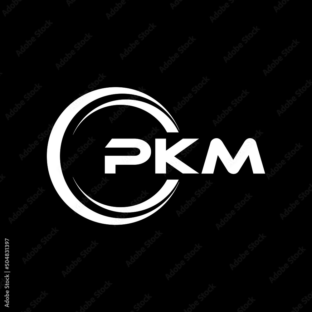 PKM letter logo design with black background in illustrator, vector ...