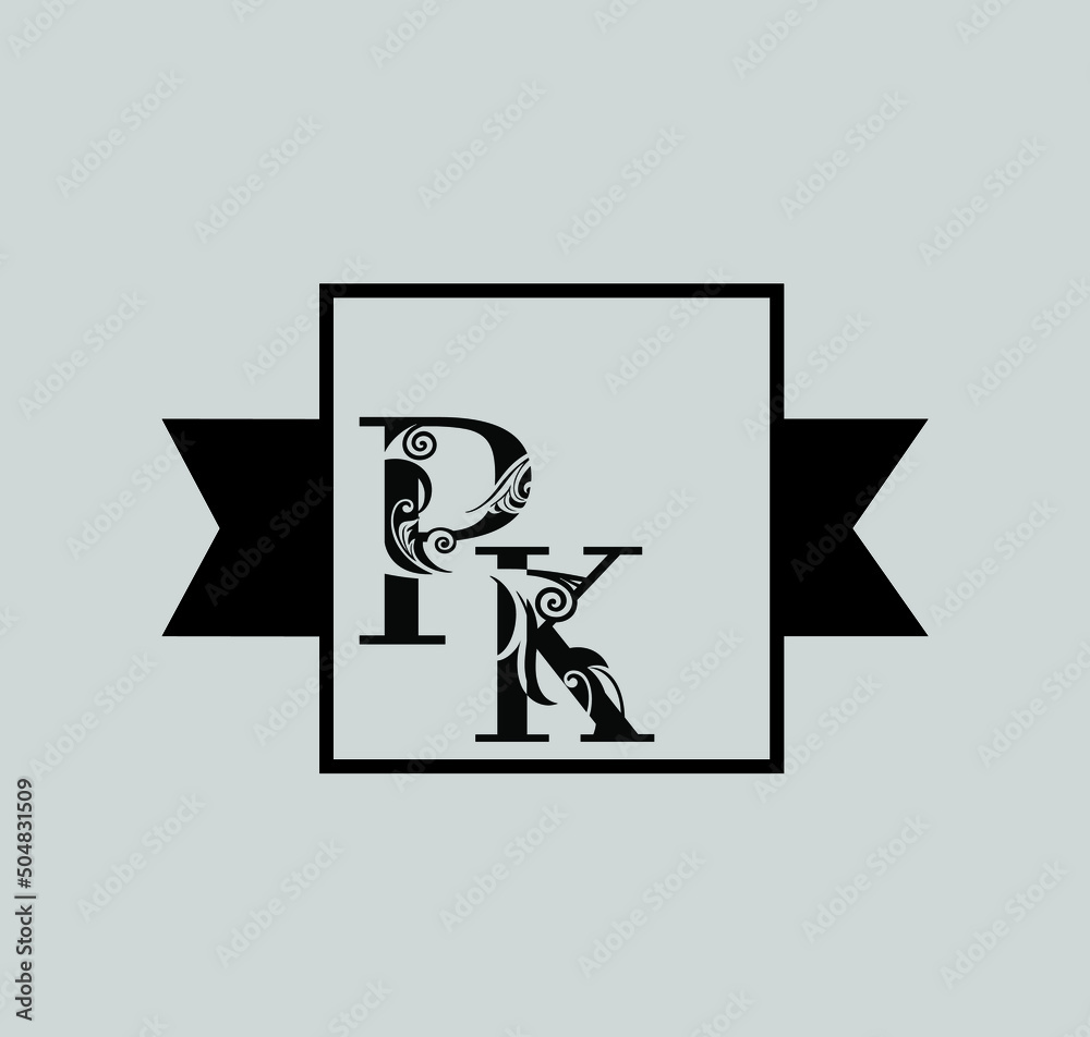 PK letter logo design on Black background. Initial Monogram Letter PK ...