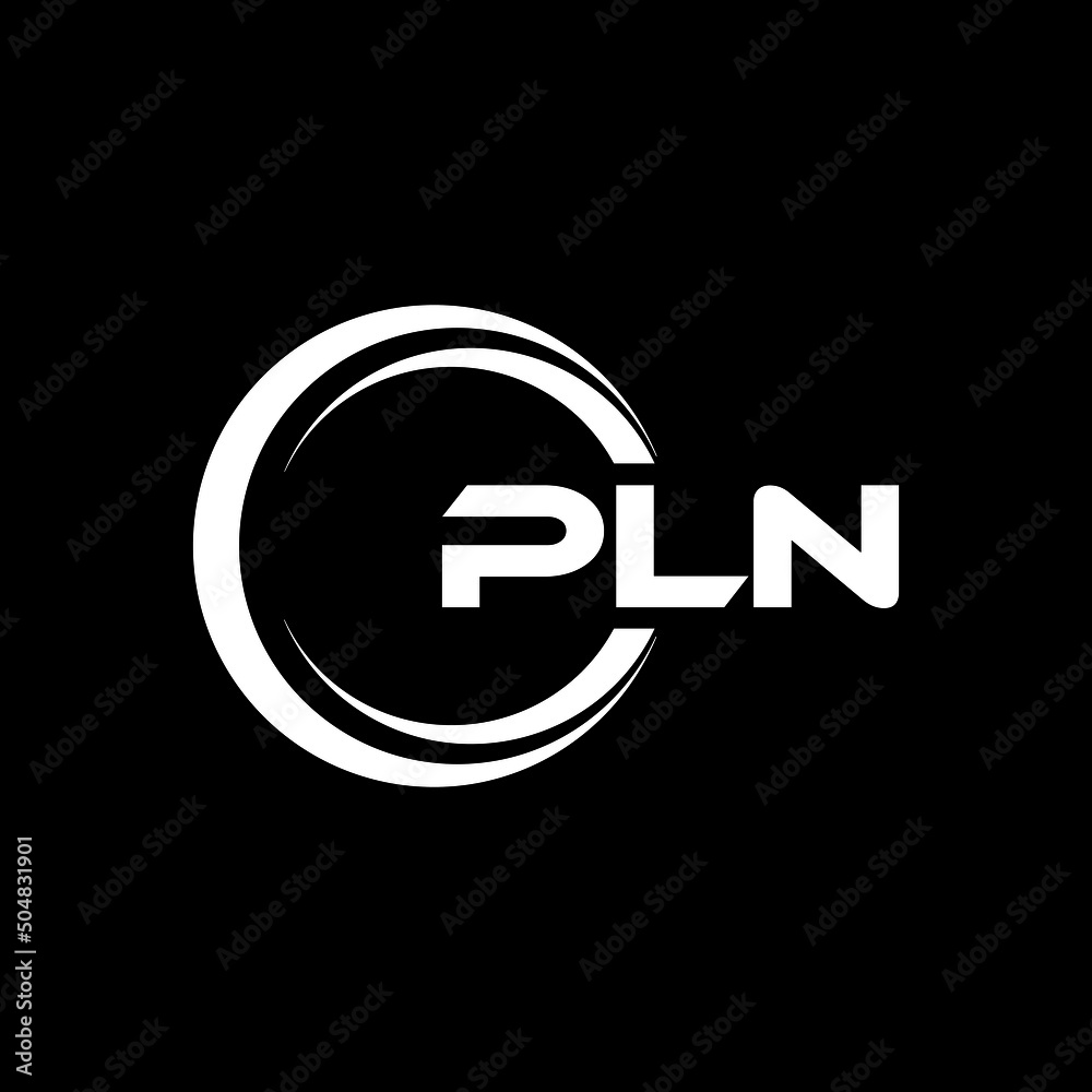PLN letter logo design with black background in illustrator, vector ...