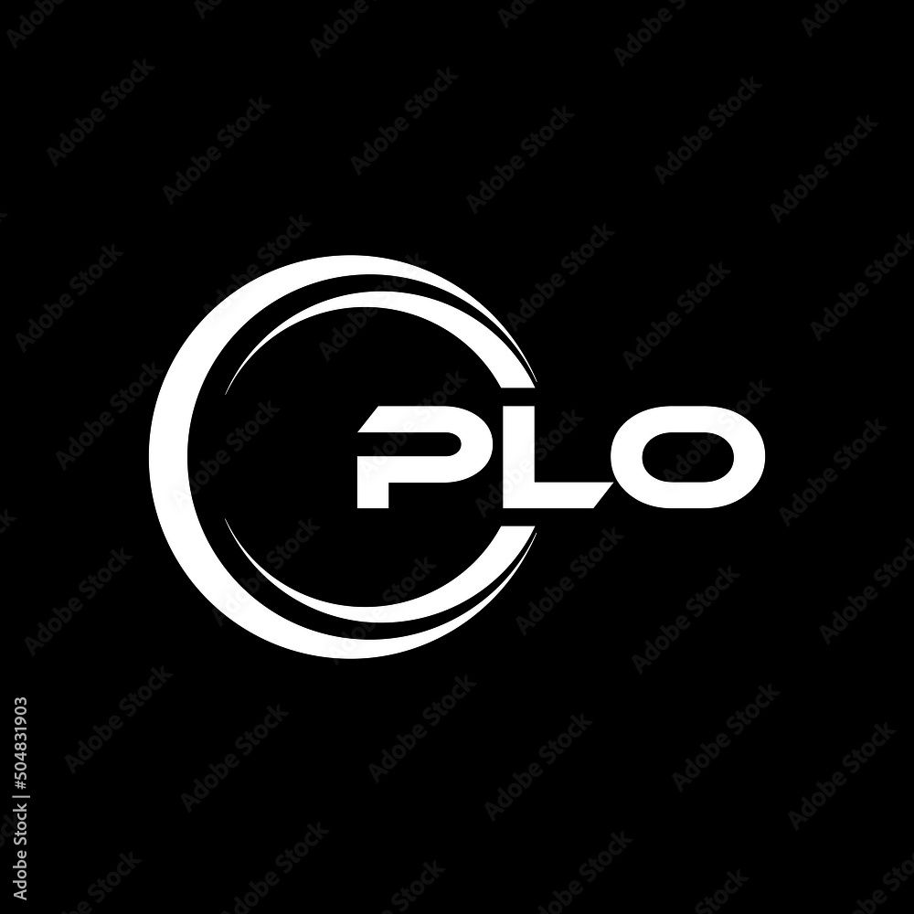 PLO letter logo design with black background in illustrator, vector ...