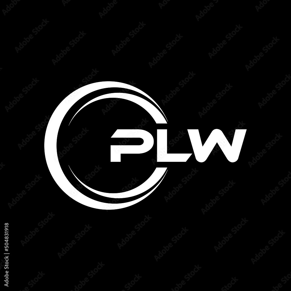 Vecteur Stock PLW letter logo design with black background in ...