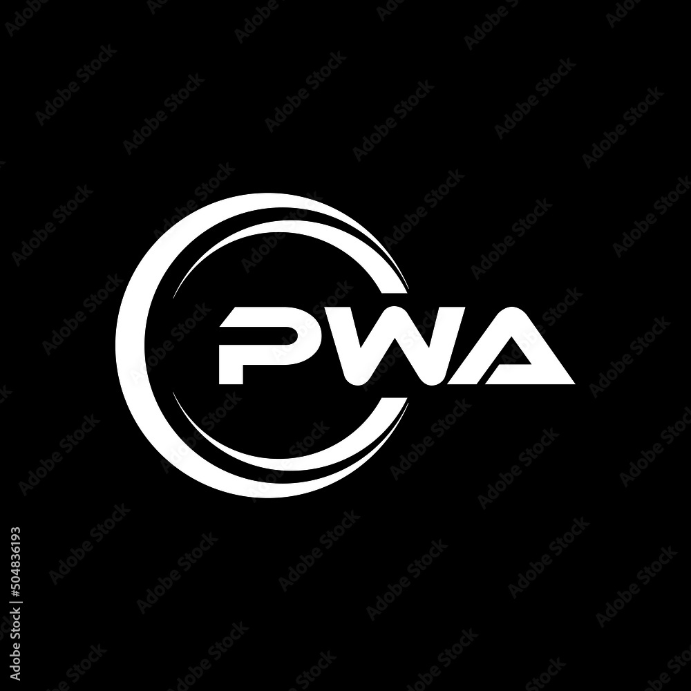 PWA letter logo design with black background in illustrator, vector ...