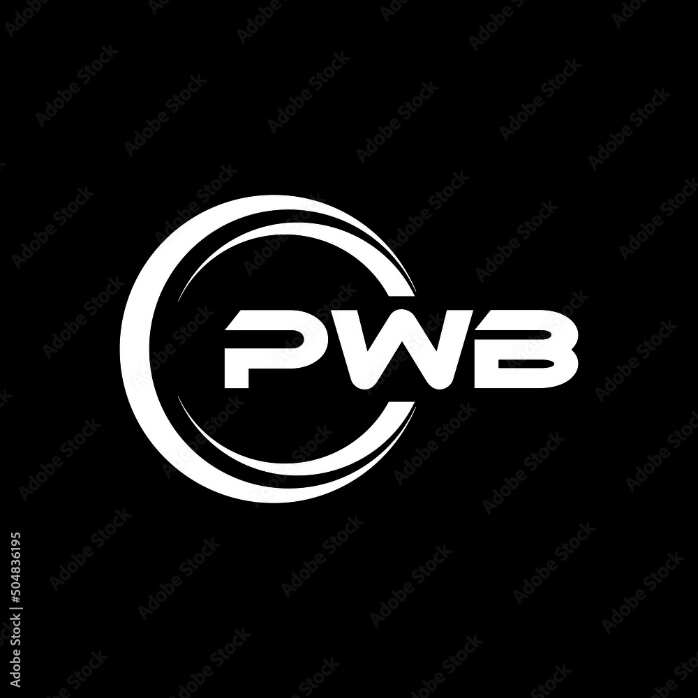 PWB letter logo design with black background in illustrator, vector ...