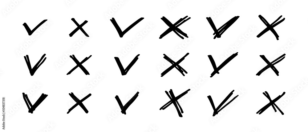 Tick and cross signs. Checkmark OK and X icons. Stock Vector | Adobe Stock