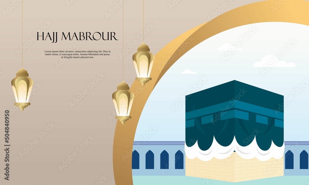 Islamic pilgrimage background, hajj and umrah concept with kaaba and ...