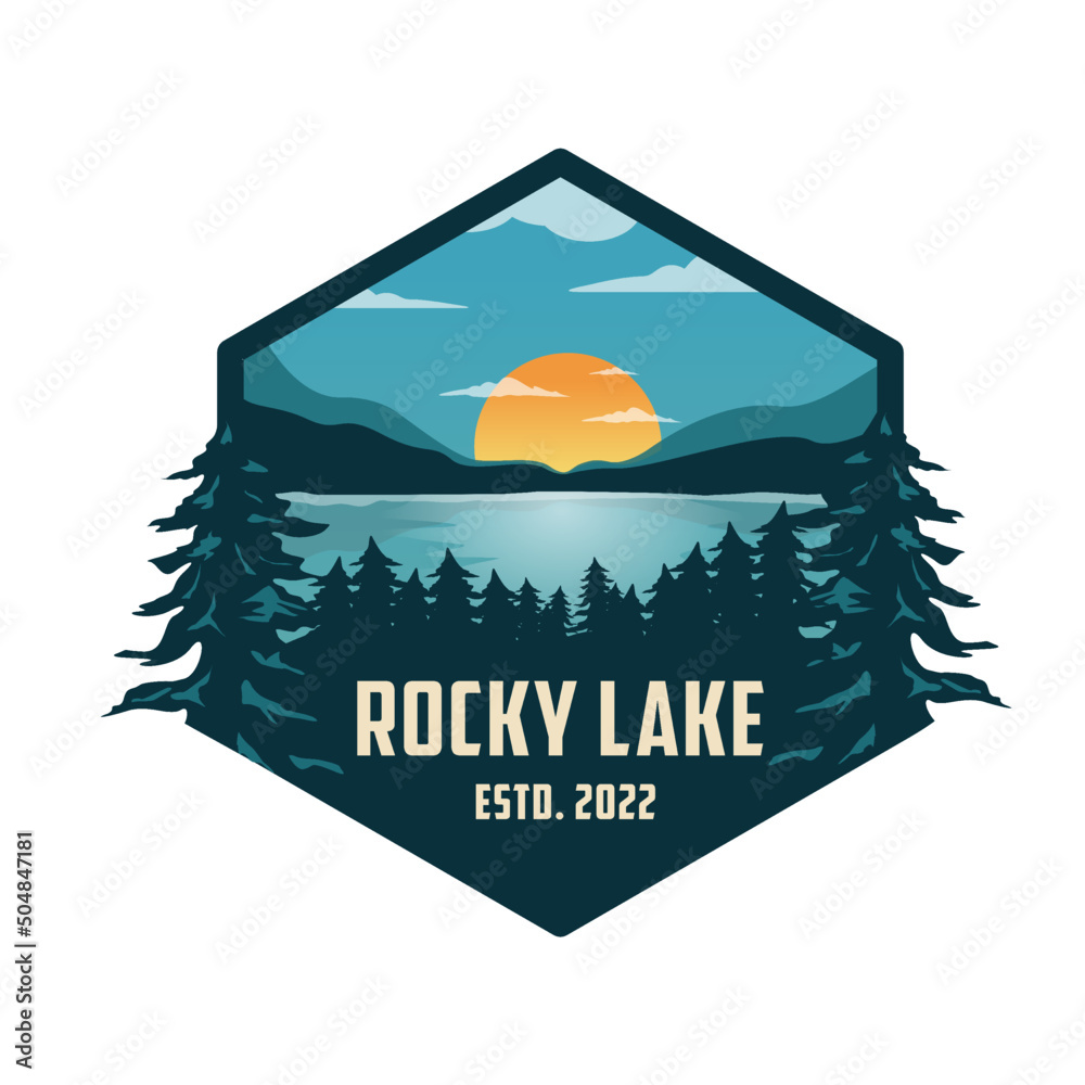 vintage retro nature emblem, nature logo, lake vector, adventure emblem ...