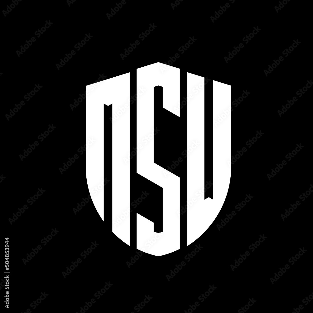 MSW letter logo design. MSW modern letter logo with black background ...