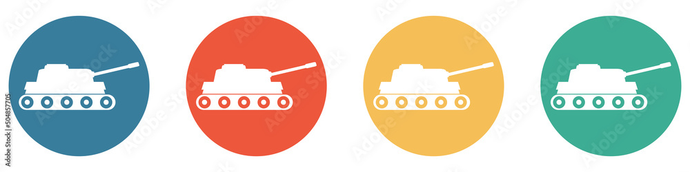 Bunter Banner mit 4 Buttons: Panzer, Krieg oder Waffen Stock ...