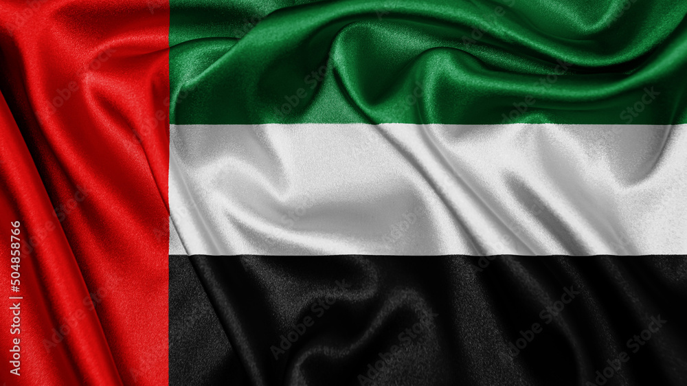 Close up realistic texture fabric textile silk satin flag of United ...