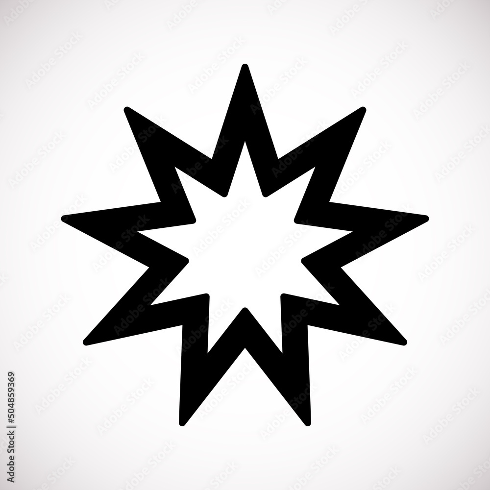 Bahai star. Black linear Bahai symbol. Religious symbol of Bahaism ...