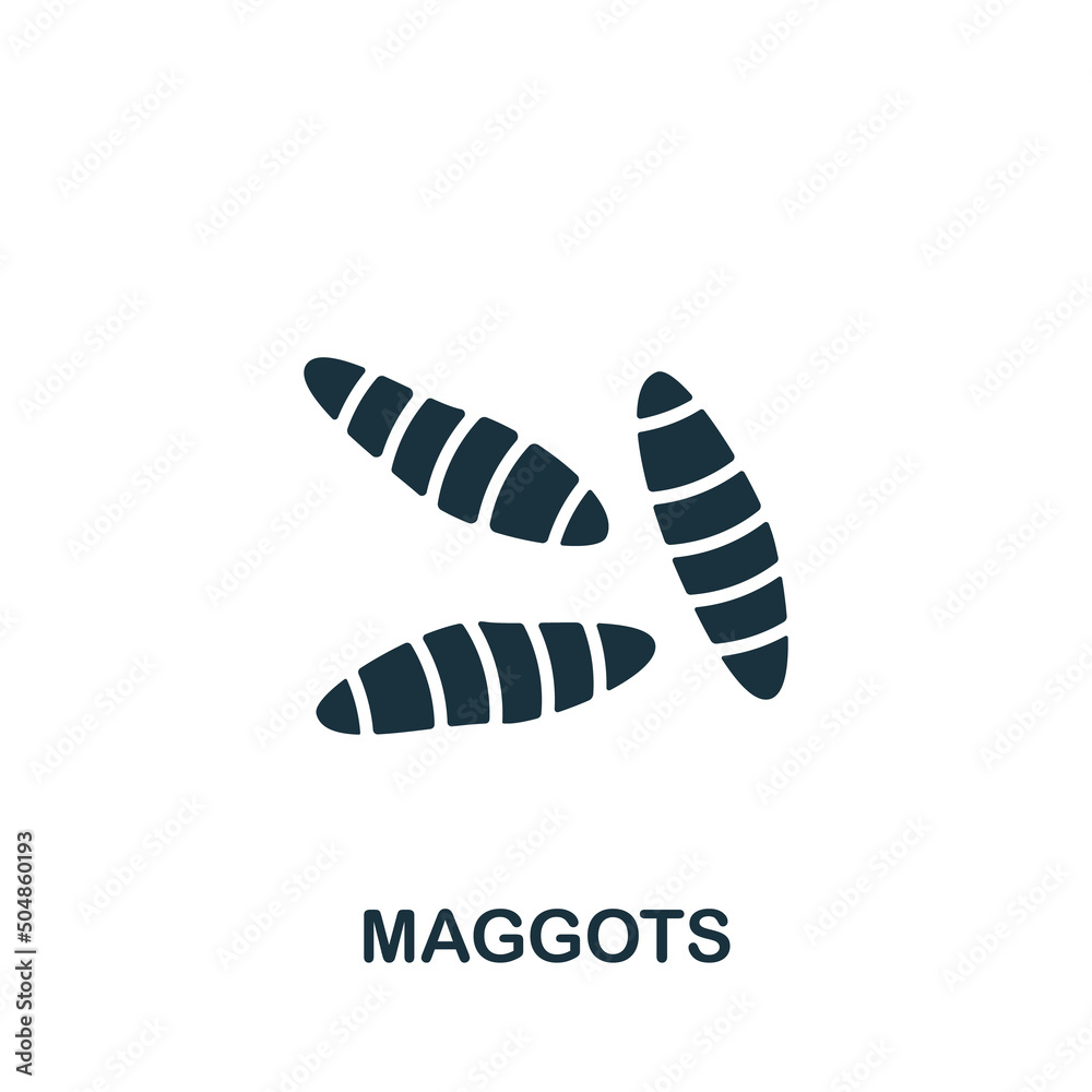 Maggots icon. Monochrome simple Fishing icon for templates, web design ...