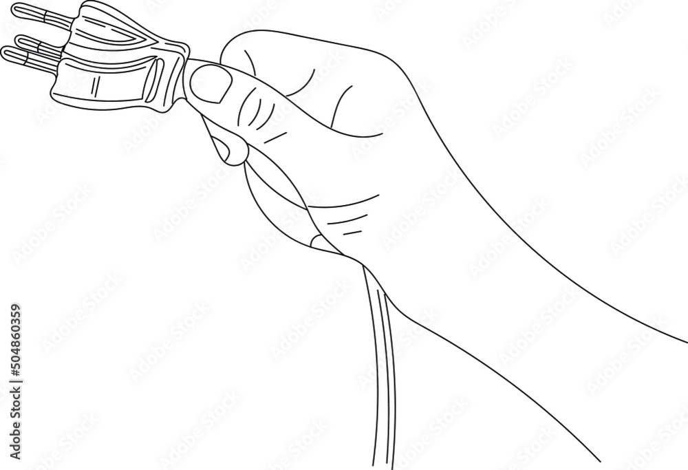 Electric logo, Outline sketch drawing of hand holding electric plug ...