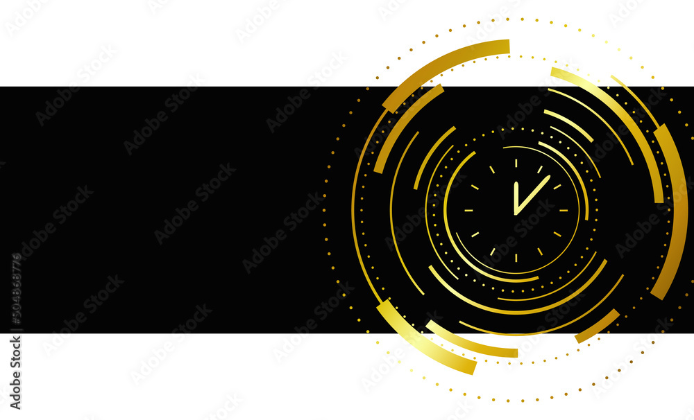 Dark background with golden circle lines. Black abstract backdrop with ...