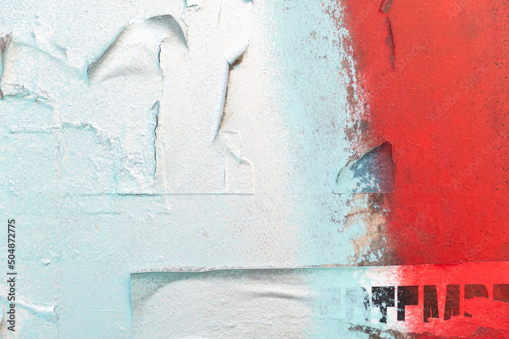 Blue and red graffiti spray paint over the street poster background ...